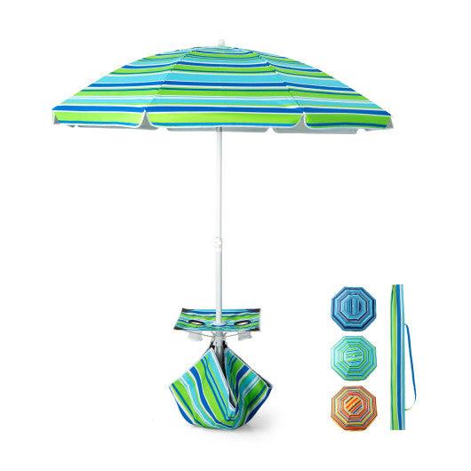 6.5 Feet Patio Beach Umbrella with Waterproof Polyester Fabric-Green